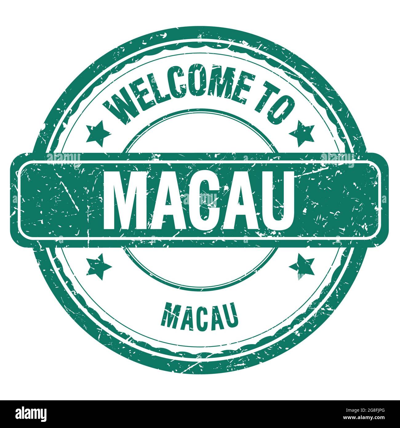 WELCOME TO MACAU - MACAU, words written on green grungy stamp Stock ...