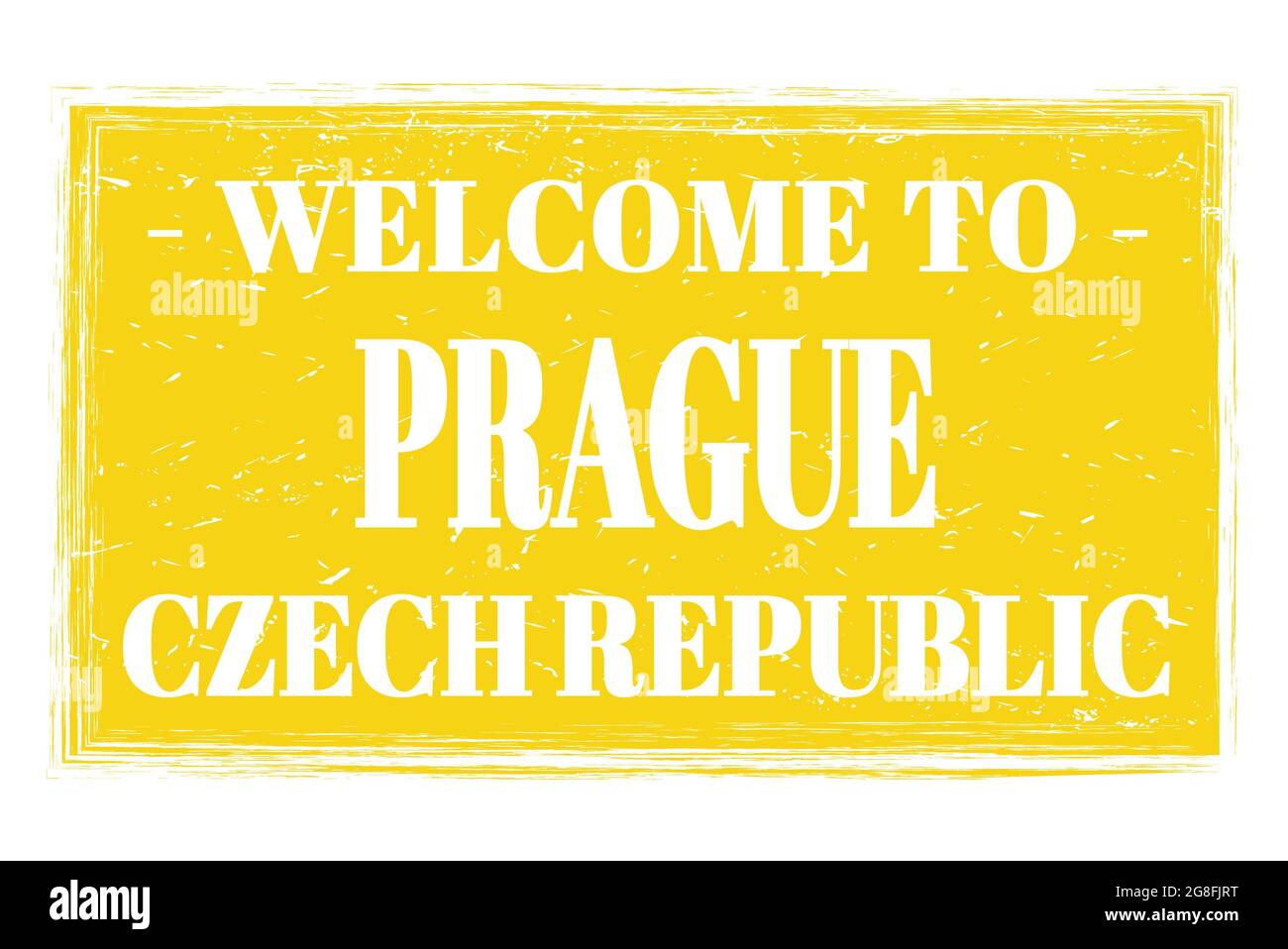 WELCOME TO PRAGUE - CZECH REPUBLIC, words written on yellow rectangle ...
