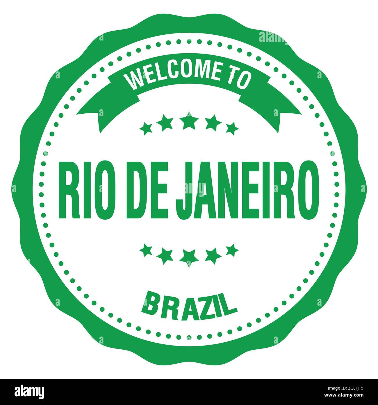 WELCOME TO RIO DE JANEIRO - BRAZIL, words written on green round badge ...