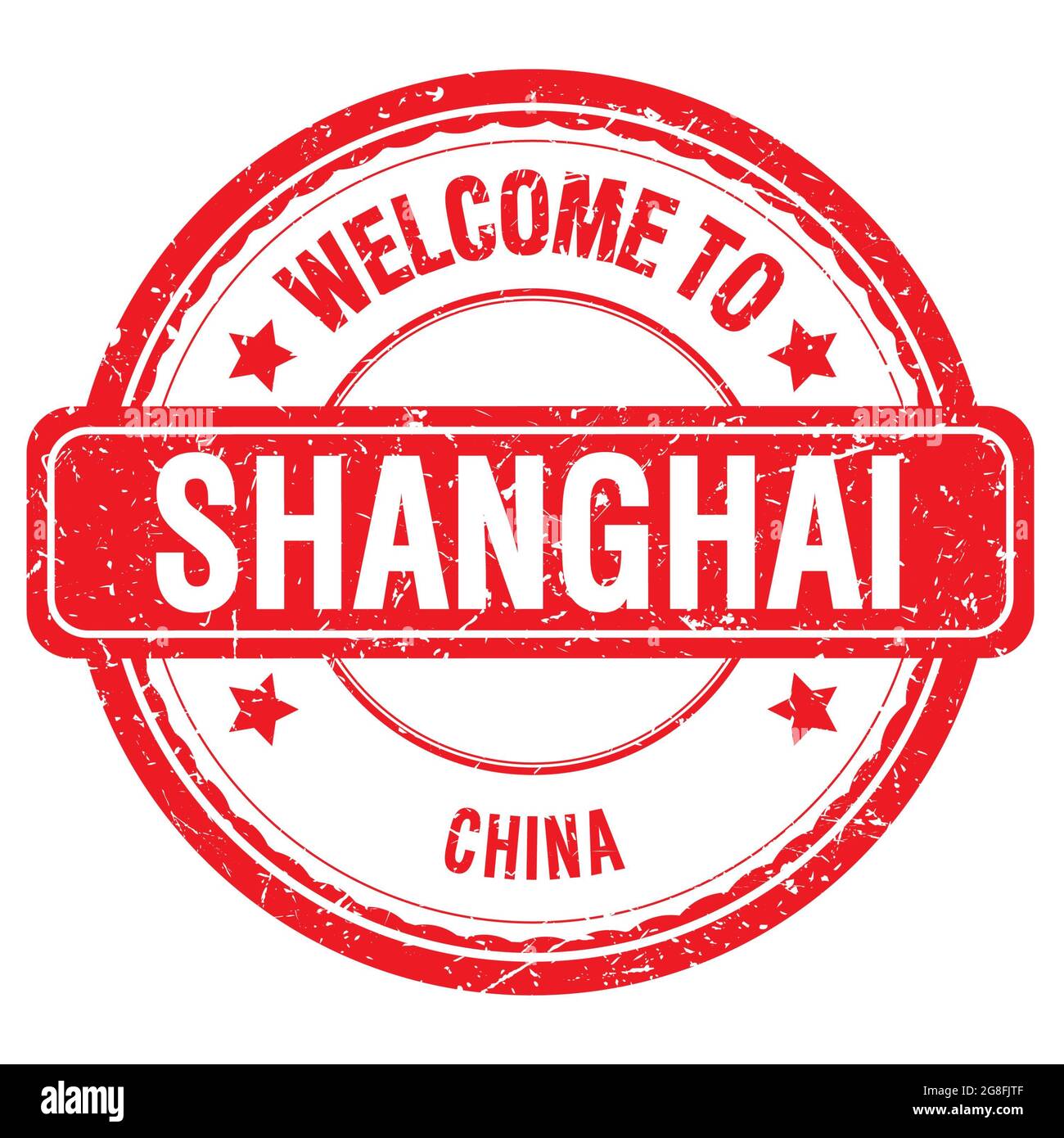 WELCOME TO SHANGHAI - CHINA, words written on red grungy stamp Stock ...