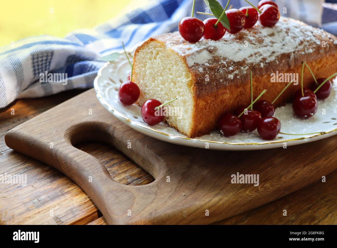 Home made cherry biscuits with vanilla and icing sugar Stock Photo - Alamy