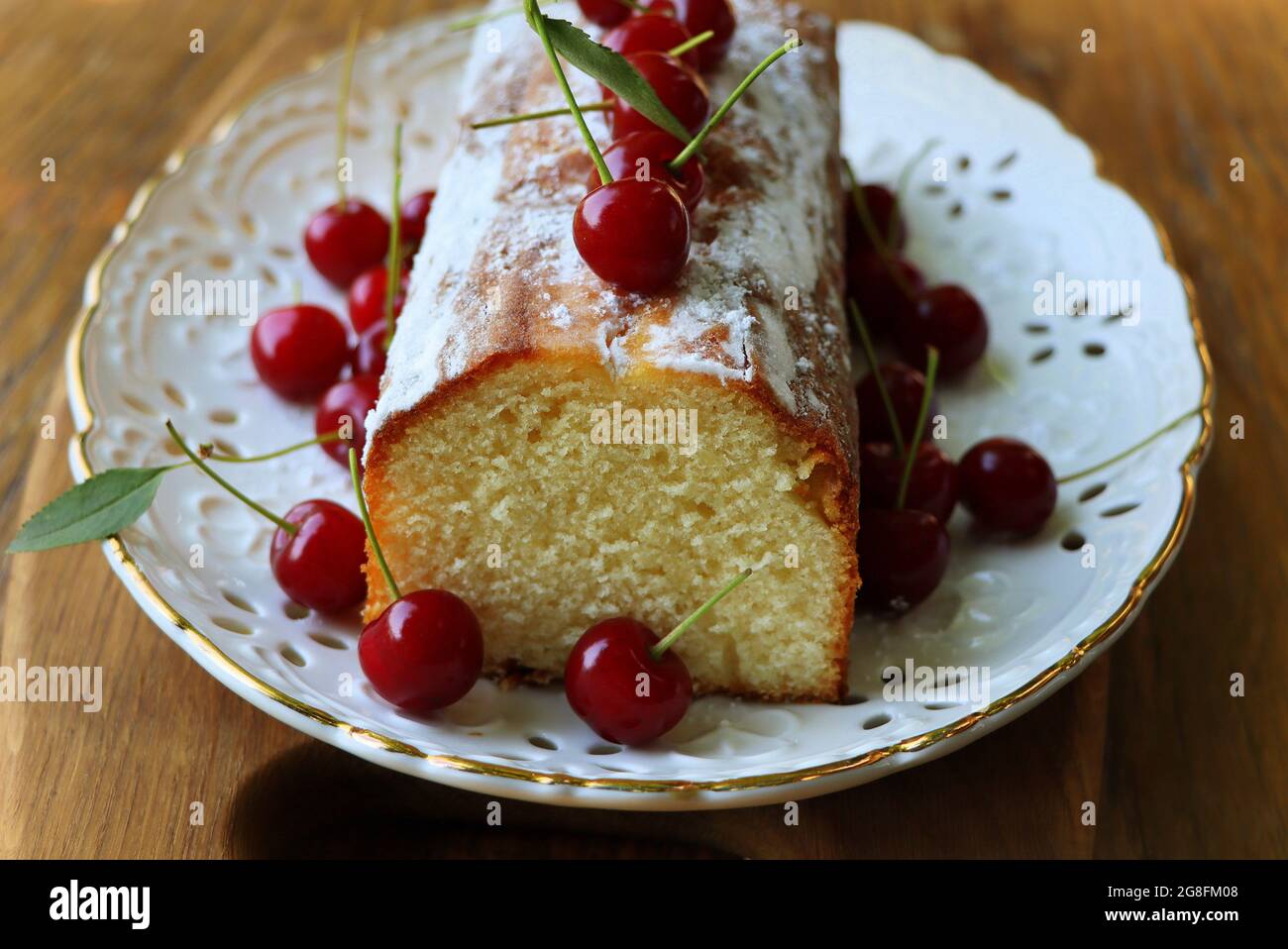 Home made cherry biscuits with vanilla and icing sugar Stock Photo - Alamy