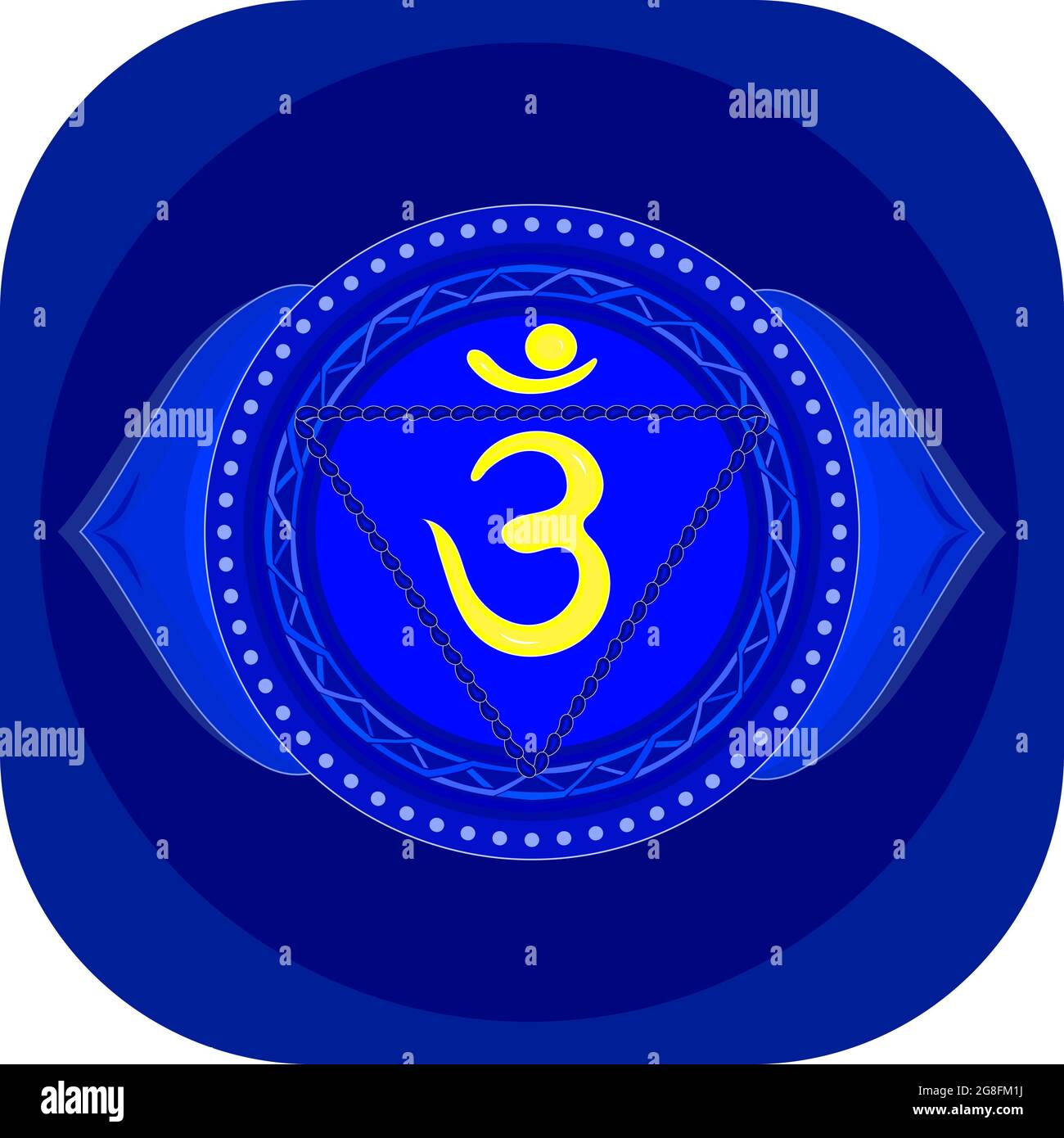 The sixth chakra is Ajna. Third eye chakra with Hindu Sanskrit. Blue is ...