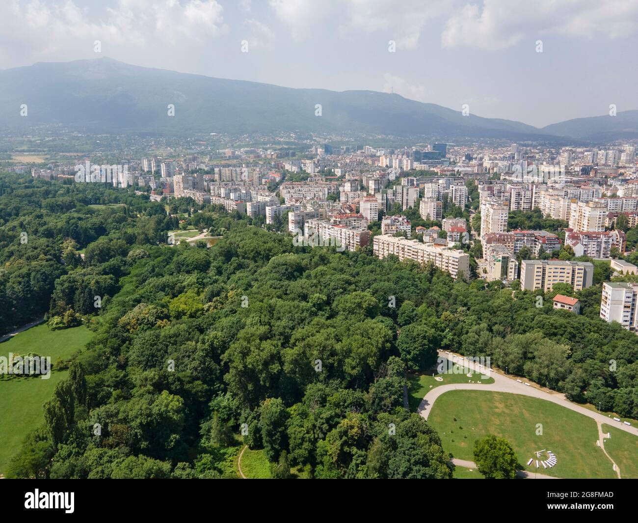 Amazing Aerial view of South Park in city of Sofia, Bulgaria Stock ...