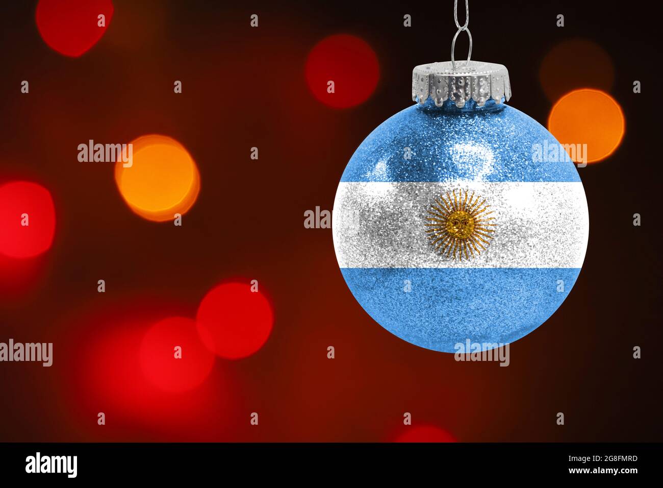 Colorful blurred background and applied the flag of Argentina on the ...