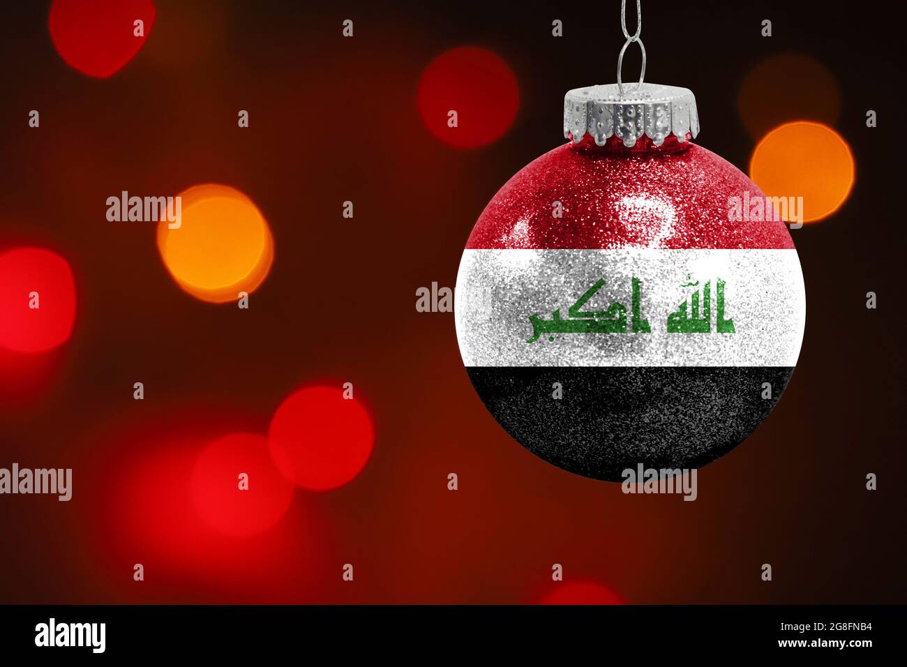 Colorful blurred background and applied the flag of Iraq on the New ...