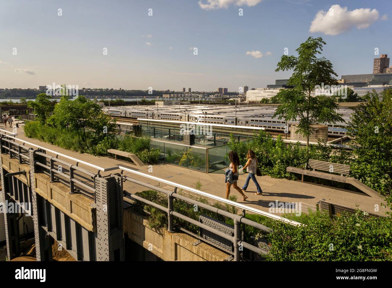 The popular High Line Park in New York and the LIRR west side rail ...