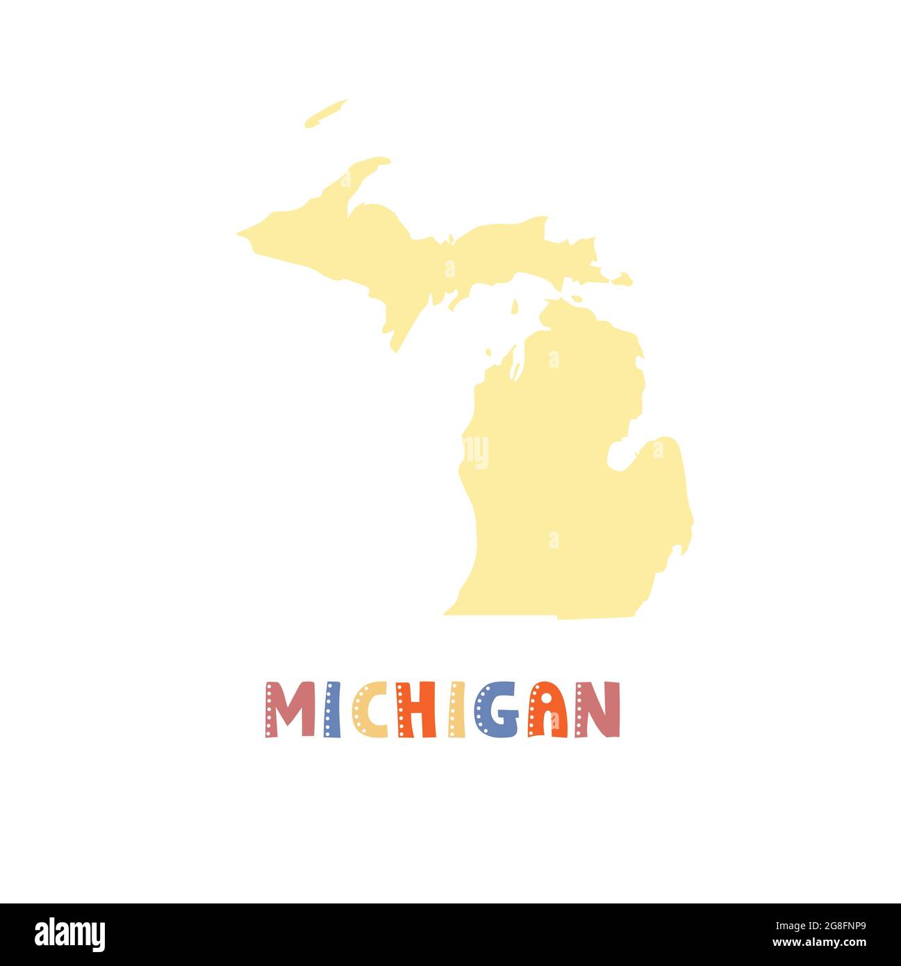 Michigan map isolated. USA collection. Map of Michigan - yellow ...