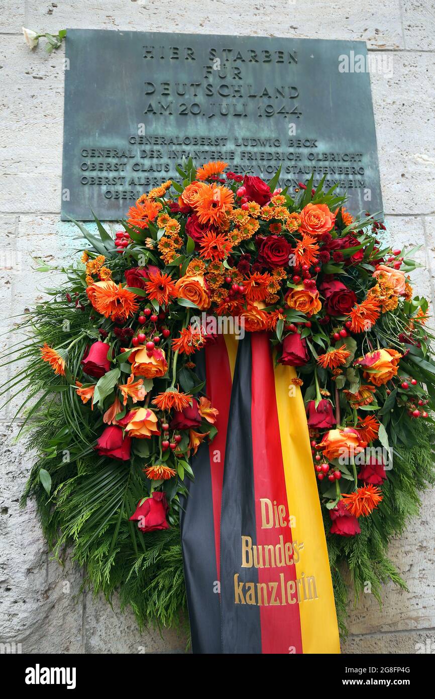 Berlin, Germany. 20th July, 2021. The German Chancellor laid a wreath ...
