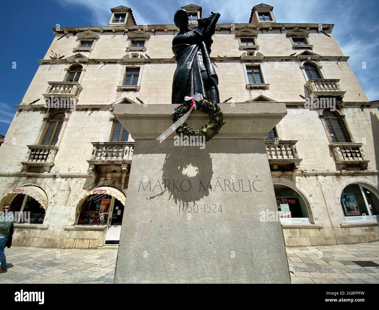 Statue of Croatian medieval writer Marko Marulic by sculptor Ivan ...