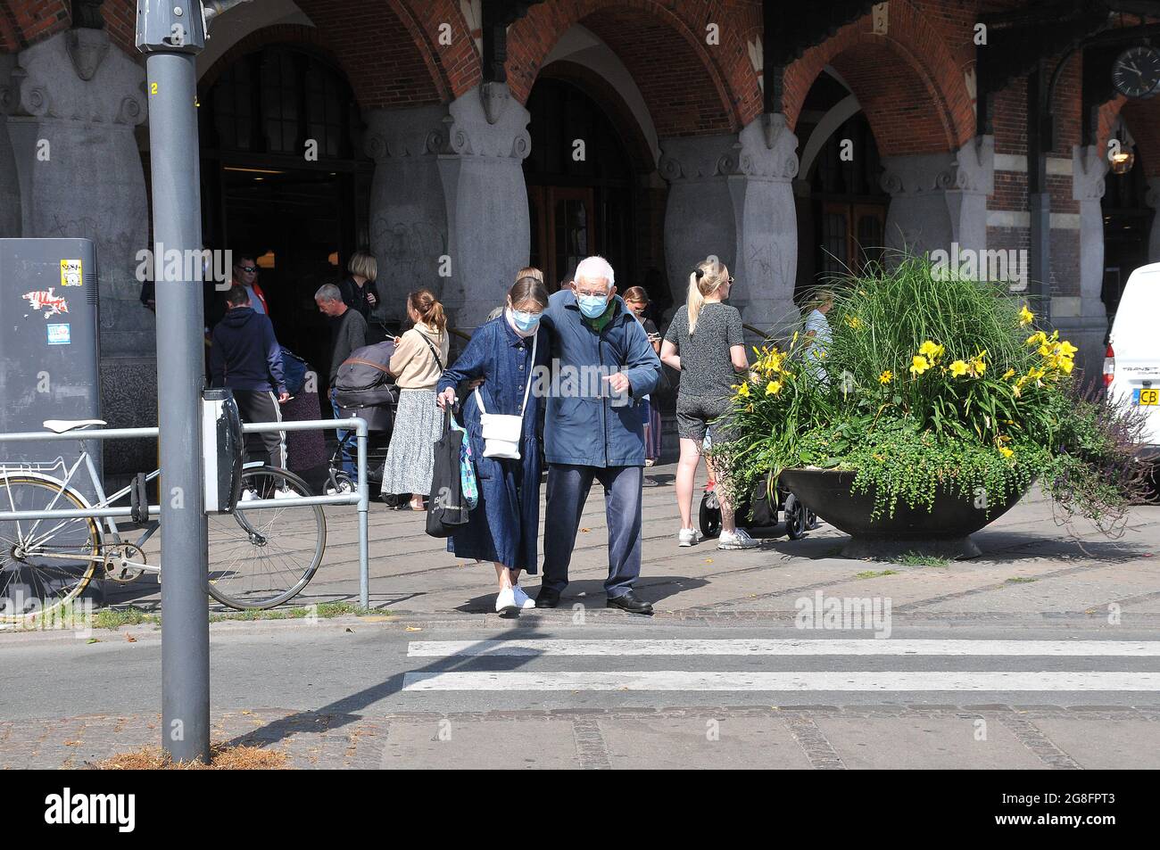 Copenhagen, Denmark.20 July 2021,Elderly couple wears protactive face ...