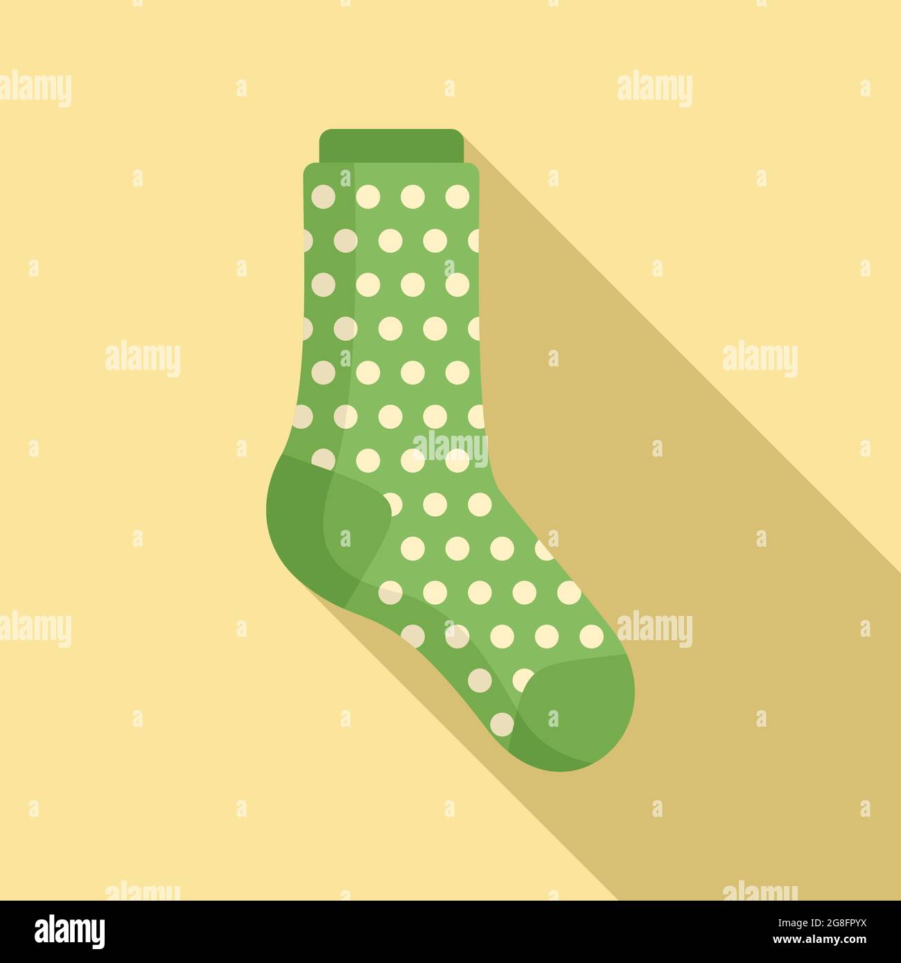 Dotted sock icon flat vector. Winter sport sock. Fashion item Stock ...