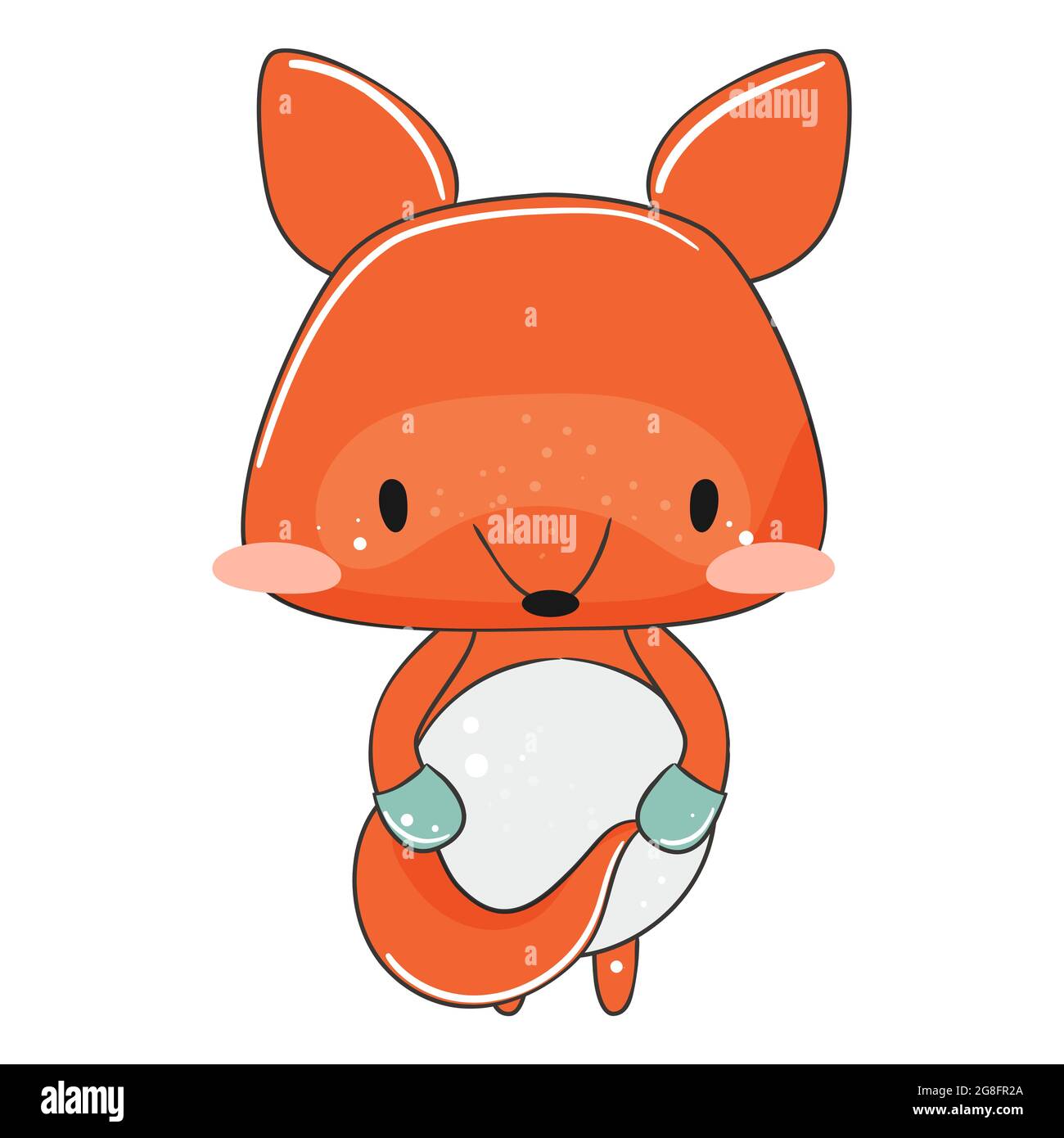 Cute fox in mittens holding snowball. Vector illustration Stock Vector ...