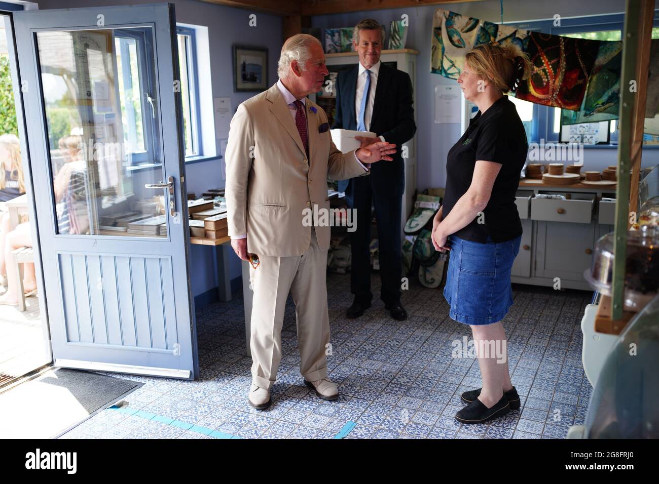 The Prince of Wales meets Amanda Pender during a visit to Bryher, Isles ...