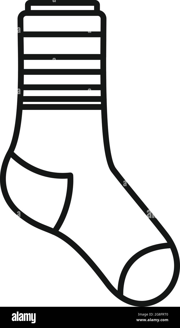 Winter sock icon outline vector. Sport wool collection. Cotton sock ...