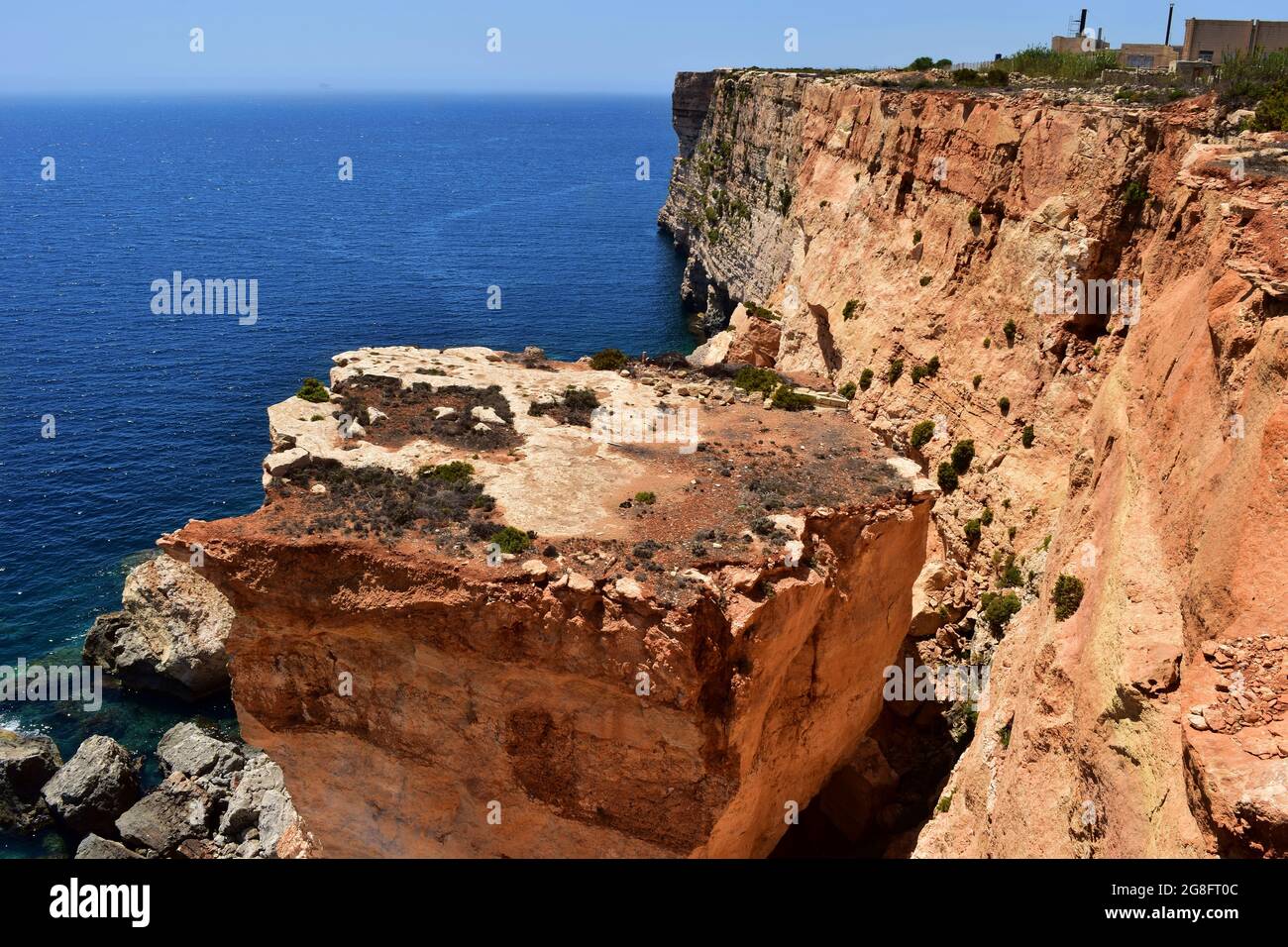 BIRZEBBUGA, MALTA - Aug 02, 2016: A huge part of a collapsed cliff ...
