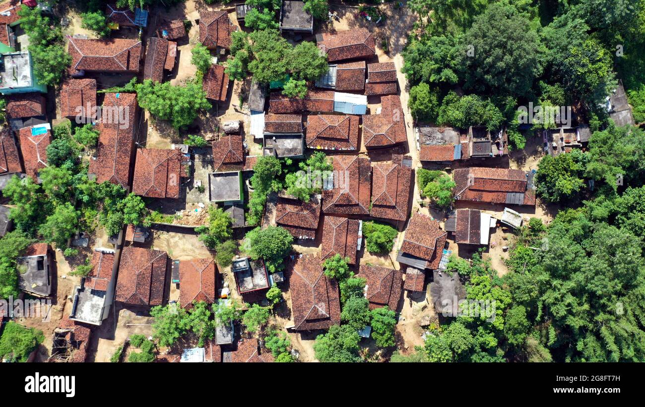 arial view of houses in a village Stock Photo - Alamy