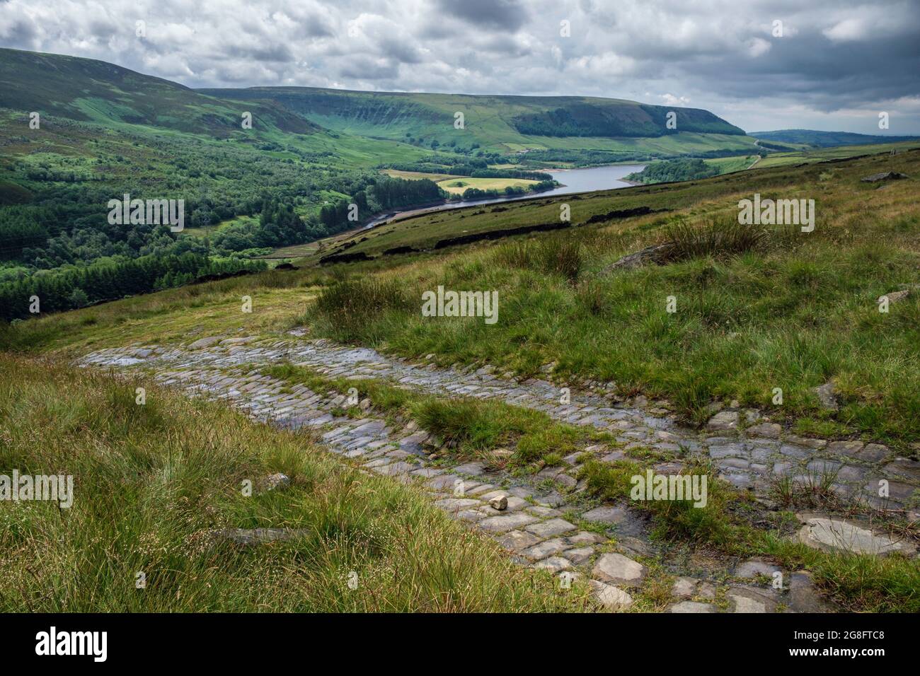 The old cobbled track leading to Loftend Quarry, Crowden, Longdendale ...