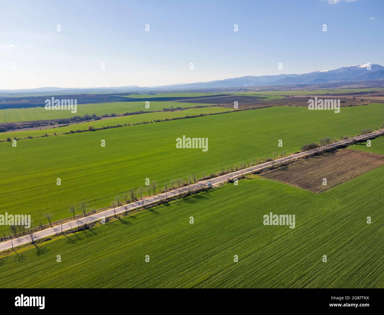 Aerial Spring landscape of Rural Land near town of Hisarya, Plovdiv ...