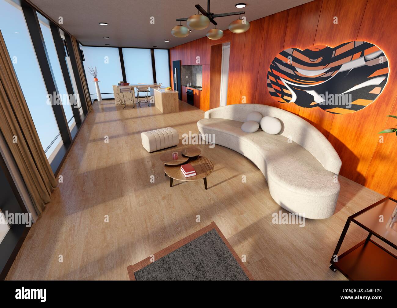 3D rendering of a living room interior Stock Photo - Alamy