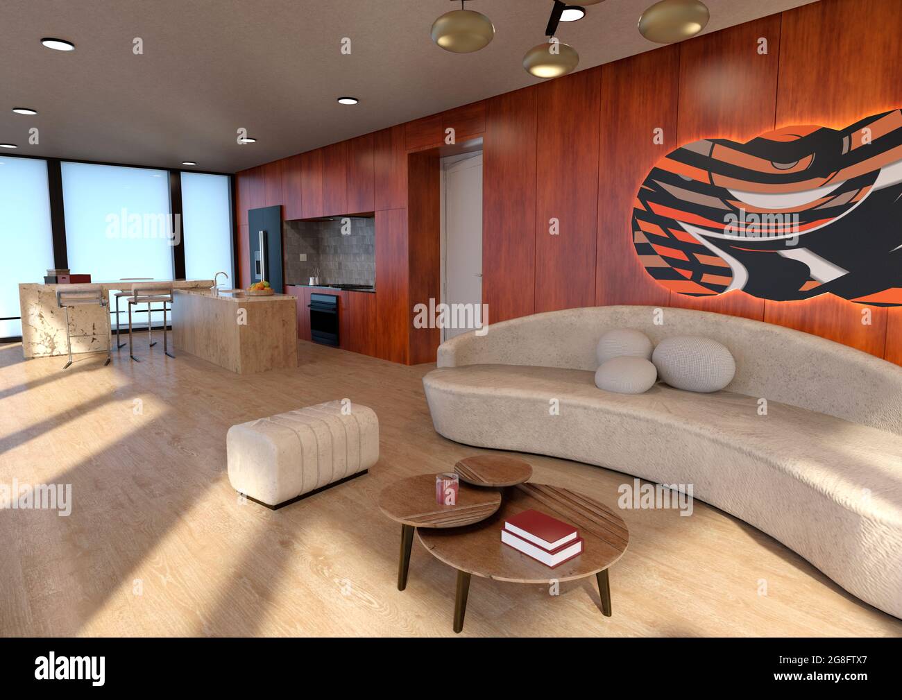 3D rendering of a living room interior Stock Photo - Alamy