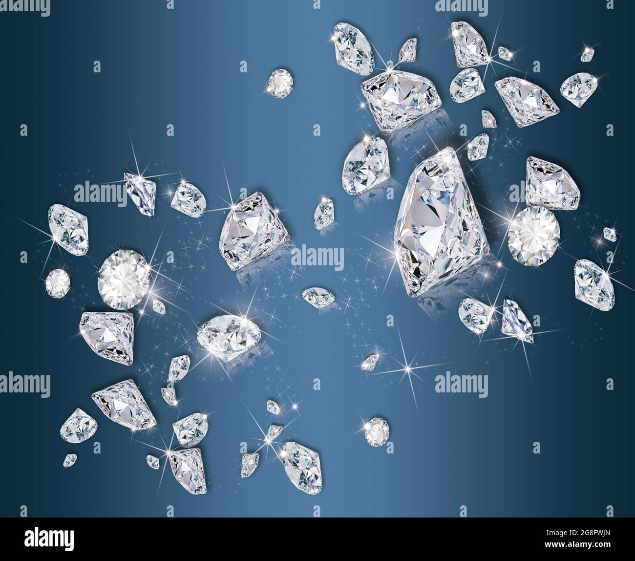 3d, loose diamonds on blue background Stock Photo - Alamy