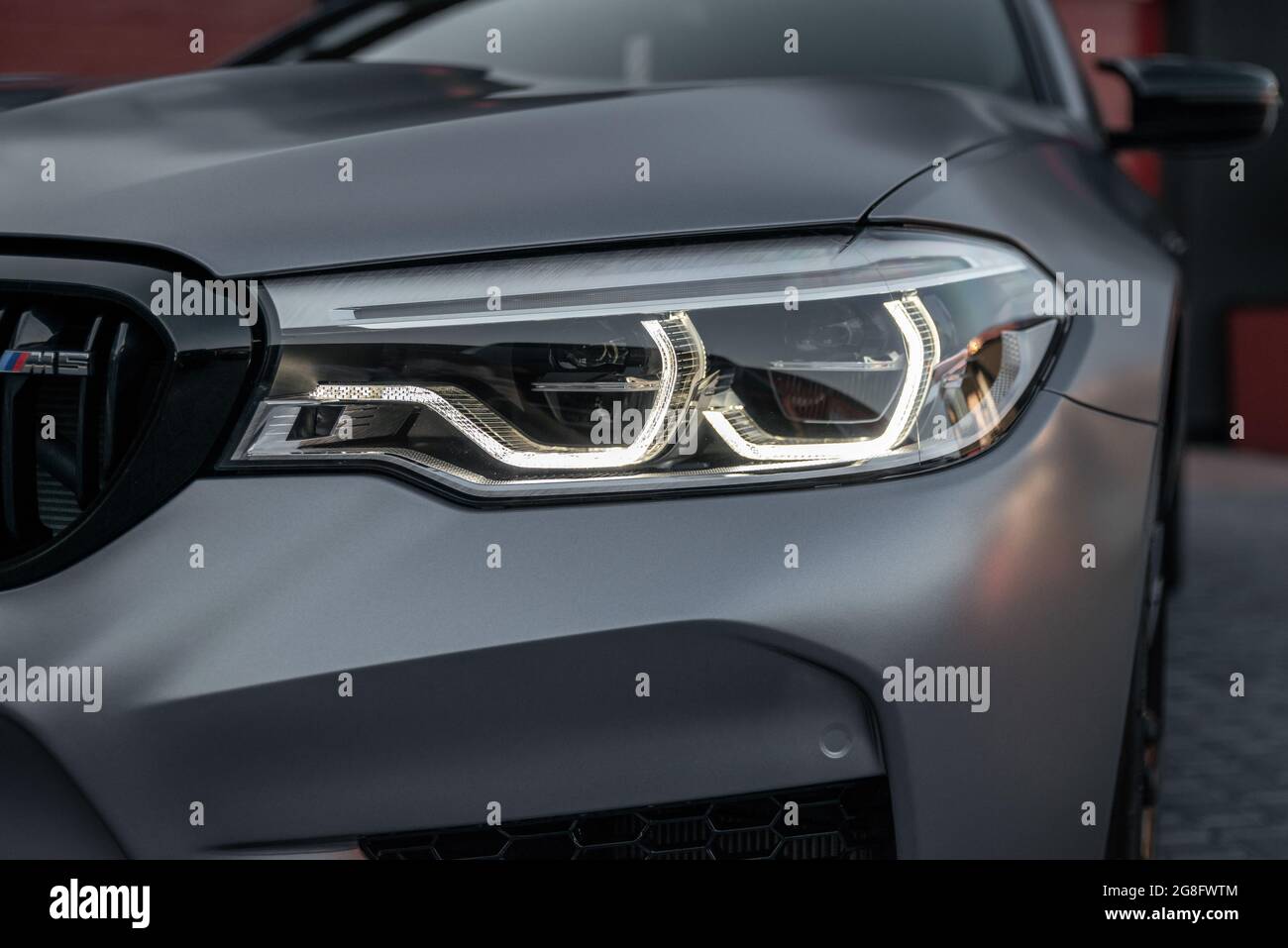 Ukraine, Odessa - July 8, 2021: BMW M5, Strong sports car. Front ...