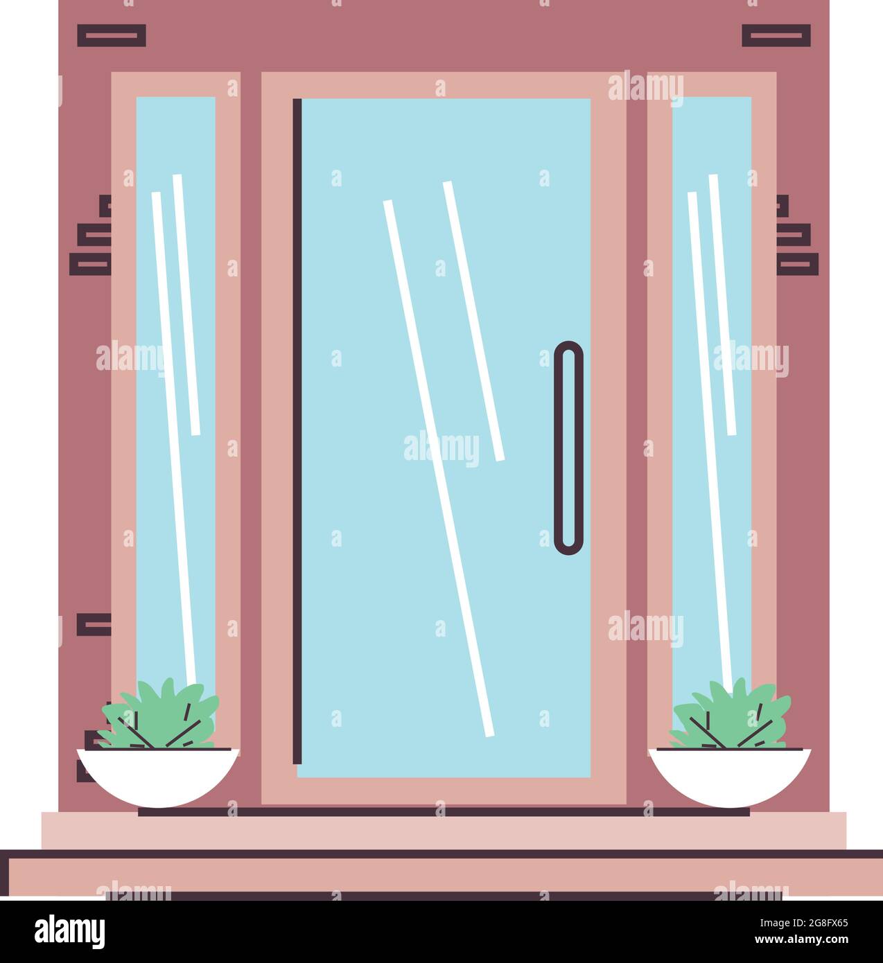 door with plants Stock Vector Image & Art - Alamy