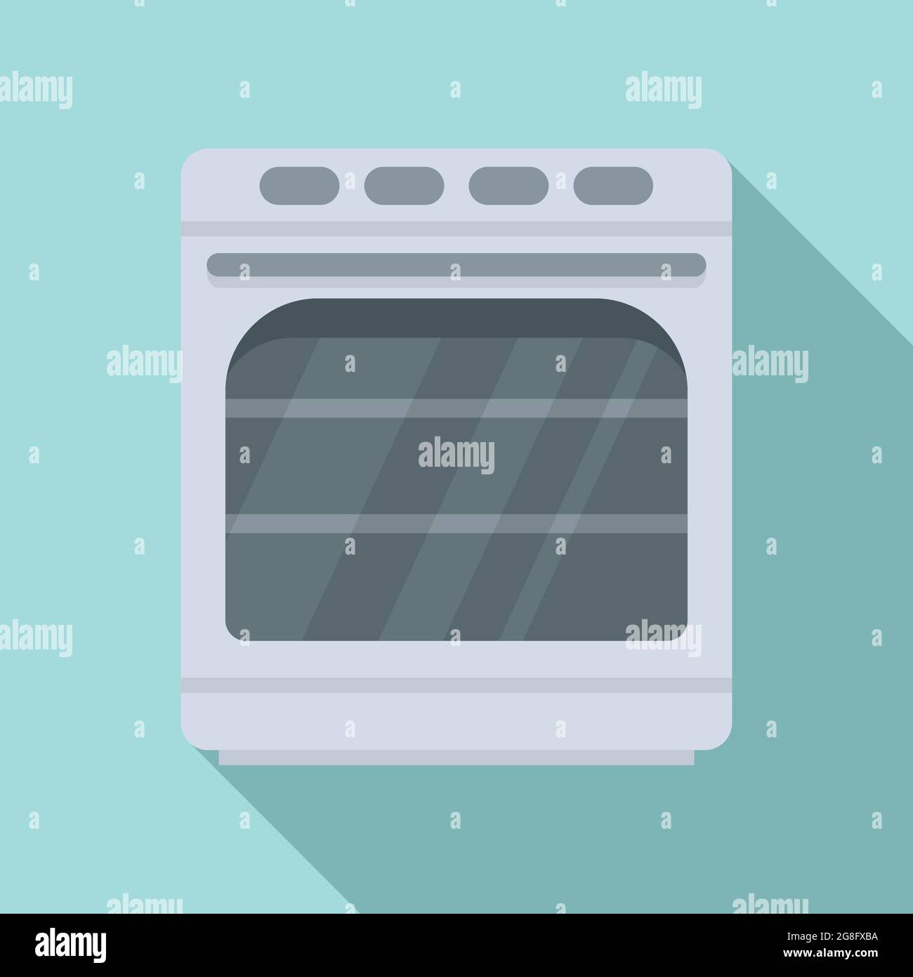 Convection oven icon flat vector. Electric kitchen stove. Grill ...