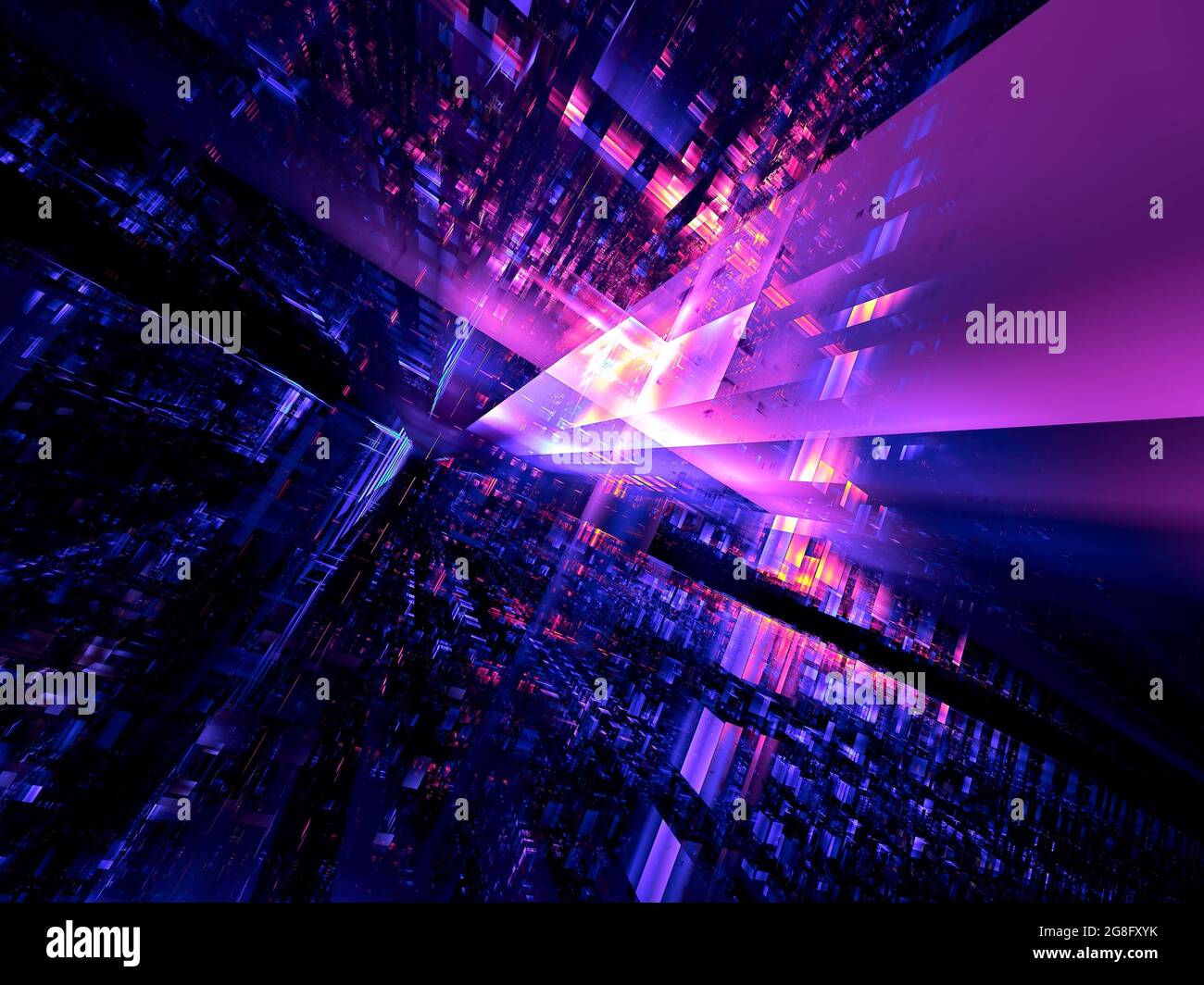 Abstract background with perspective effect and rays of light - 3d ...