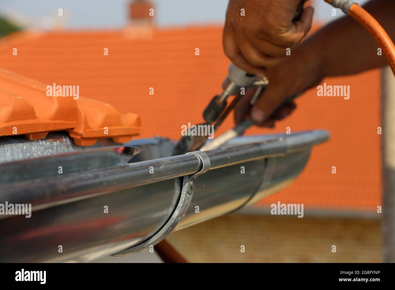 Galvanized rainwater gutter hi-res stock photography and images - Alamy