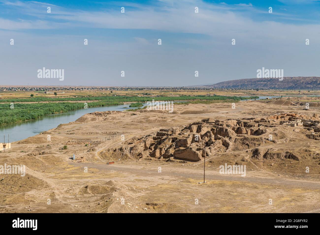 View over the Tigris River from the old Assyrian town of Ashur (Assur ...