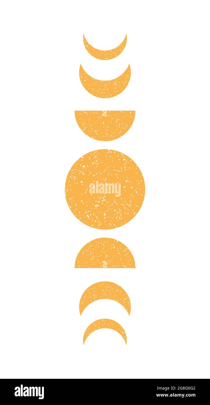Poster with phases of moon. Art with crescent and full moon. Vector ...