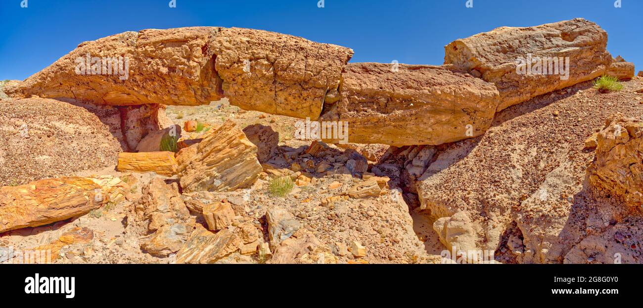 Natural stone bridge of petrified wood called Keystone Bridge, located ...