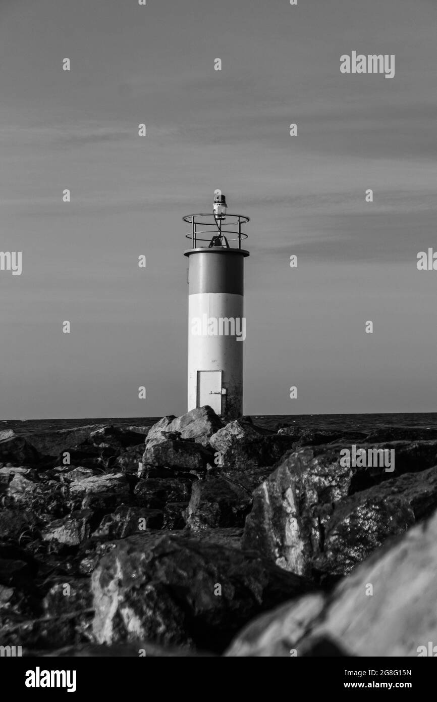 Black and white Lighthouse Stock Photo - Alamy