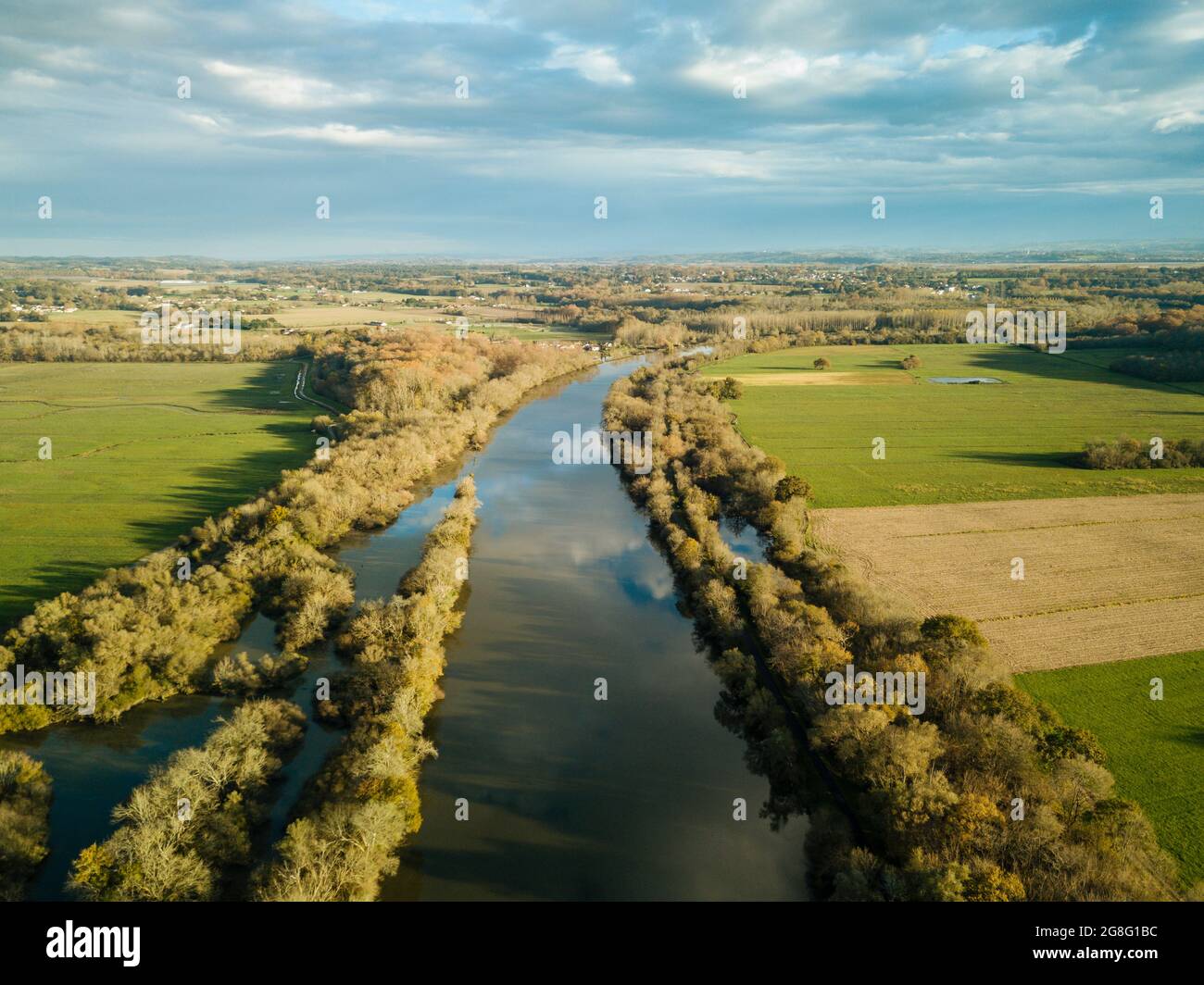 Adour River, Les Landes, Nouvelle-Aquitaine, France, Europe Stock Photo ...