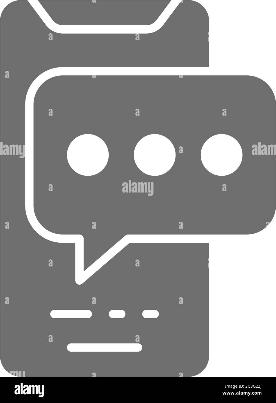 Phone with text bubble, speech chat, message grey icon Stock Vector ...