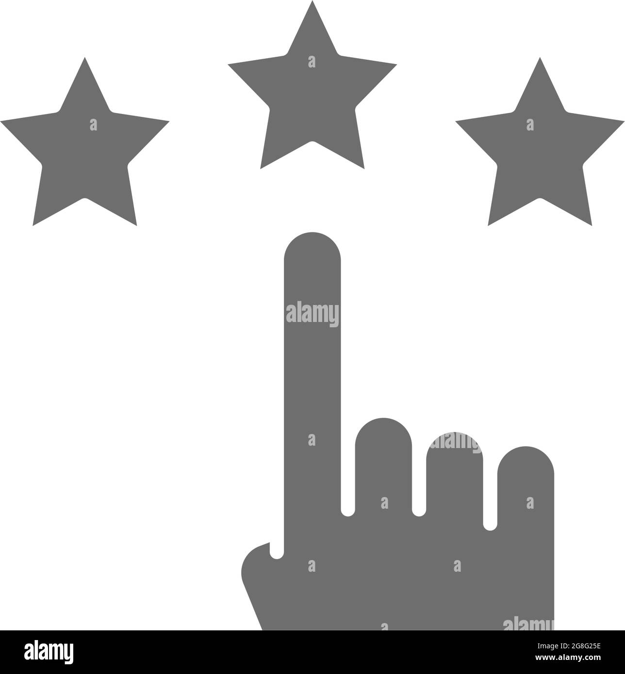 Finger point to stars, customer review, feedback grey icon Stock Vector ...