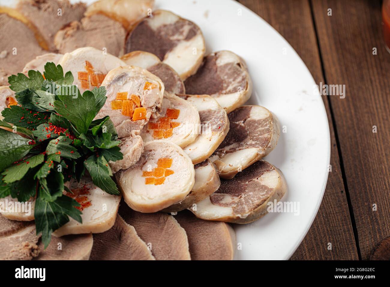 Plate of kazakh horse meat kazy platter Stock Photo - Alamy