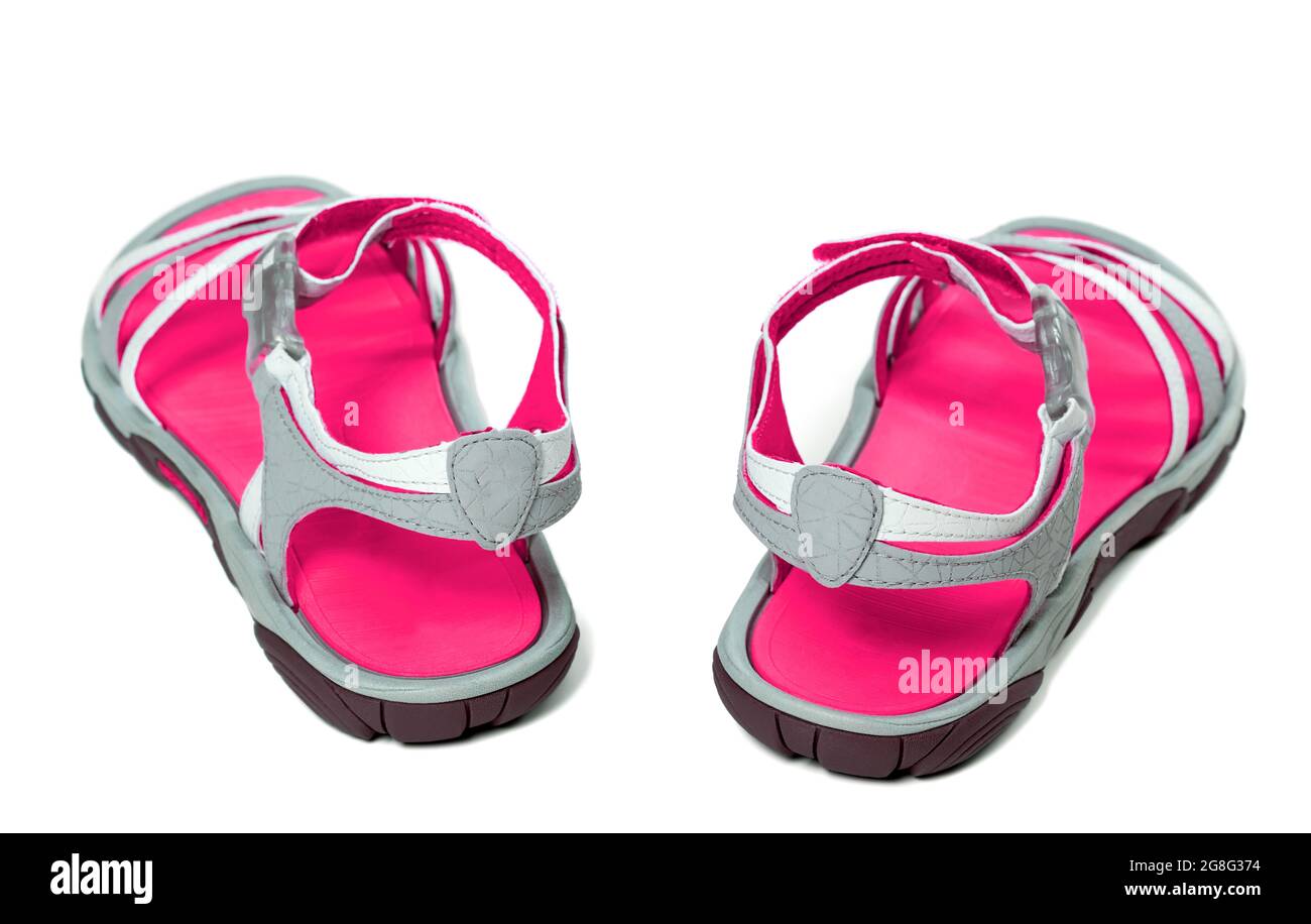 Female summer sandals isolated on white background. Back view Stock ...