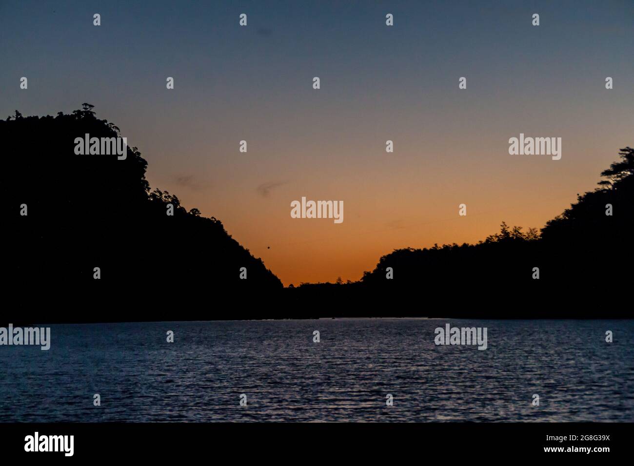 Sunset on Petrohue river, Chile Stock Photo - Alamy