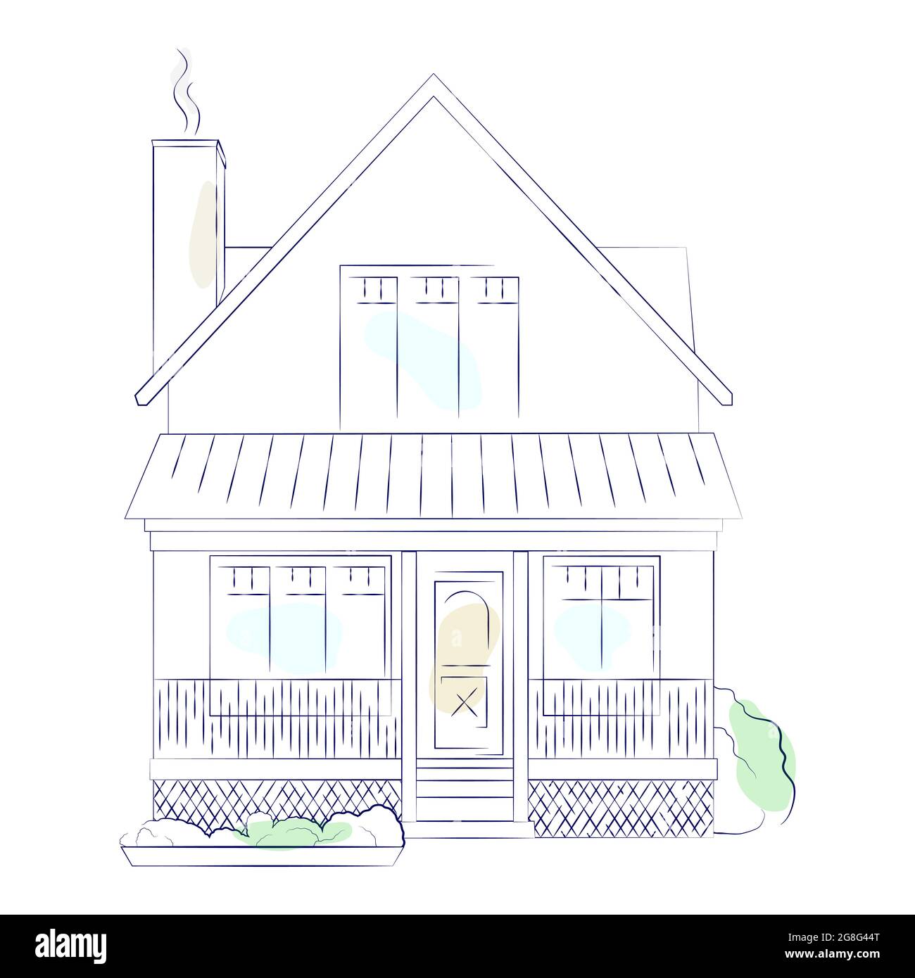 House Drawing Sketch With Color