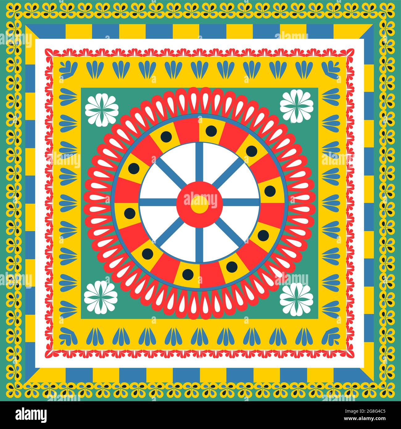 Seamless pattern in style carretto siciliano. Sicilian repeating ...