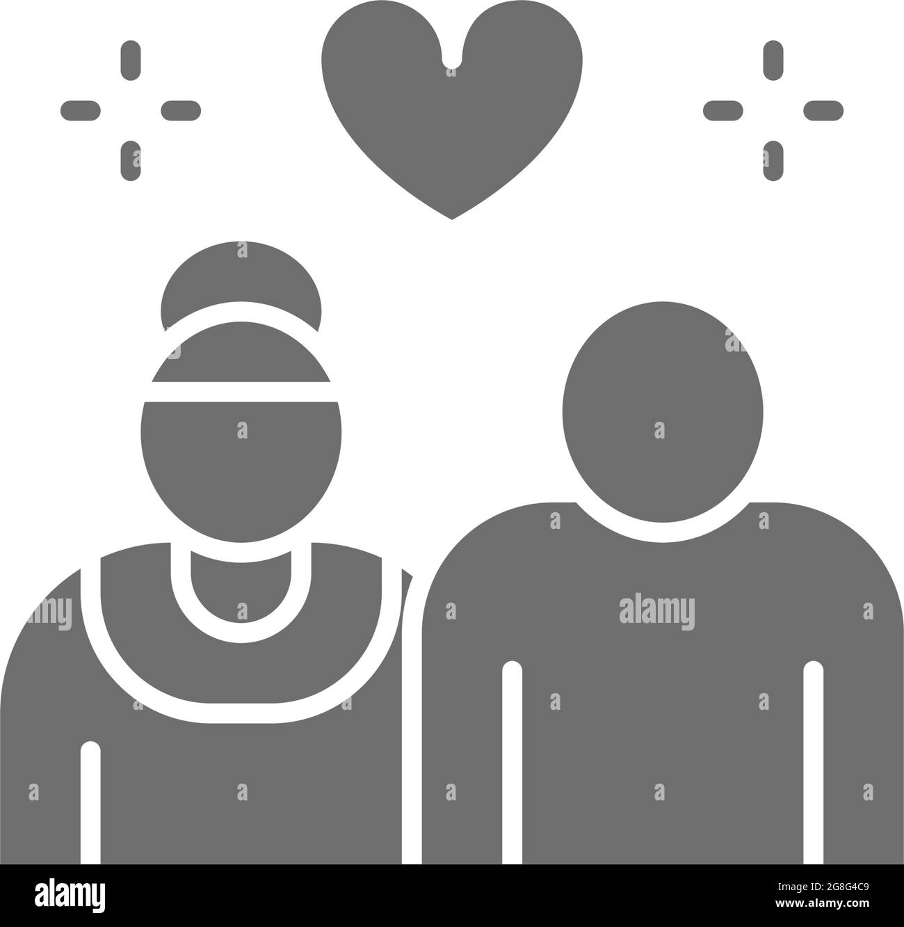 Vector pensioners, elderly couple, seniors grey icon Stock Vector Image ...