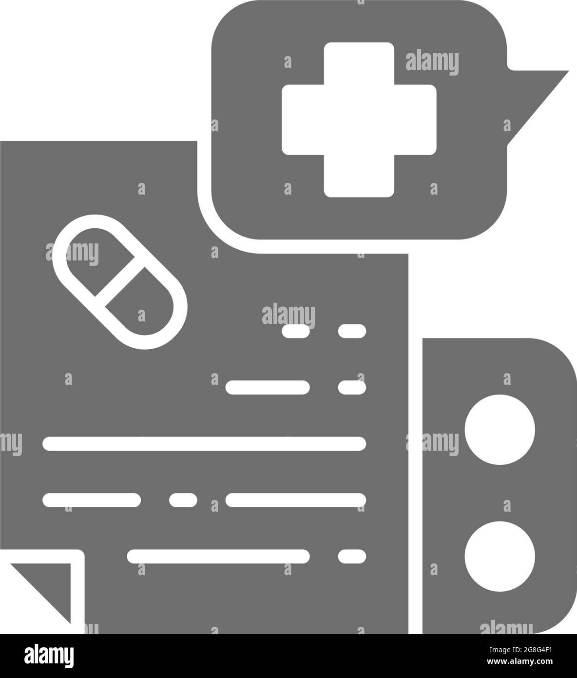 Prescription medication, instruction grey icon. Isolated on white ...