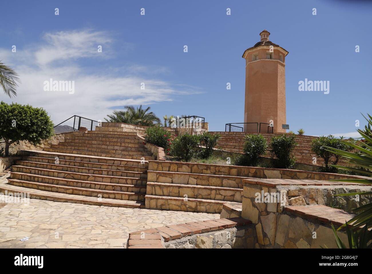 Arboleas on top of the village you find Torre Vigía Stock Photo - Alamy