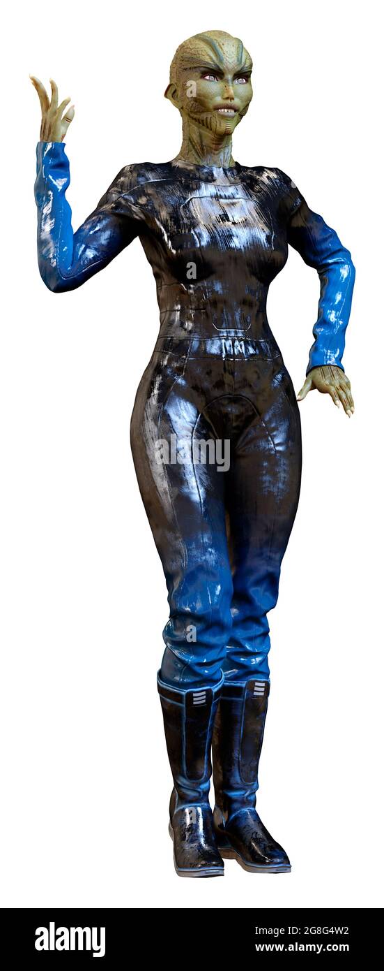 3D rendering of a female alien isolated on white background Stock Photo ...