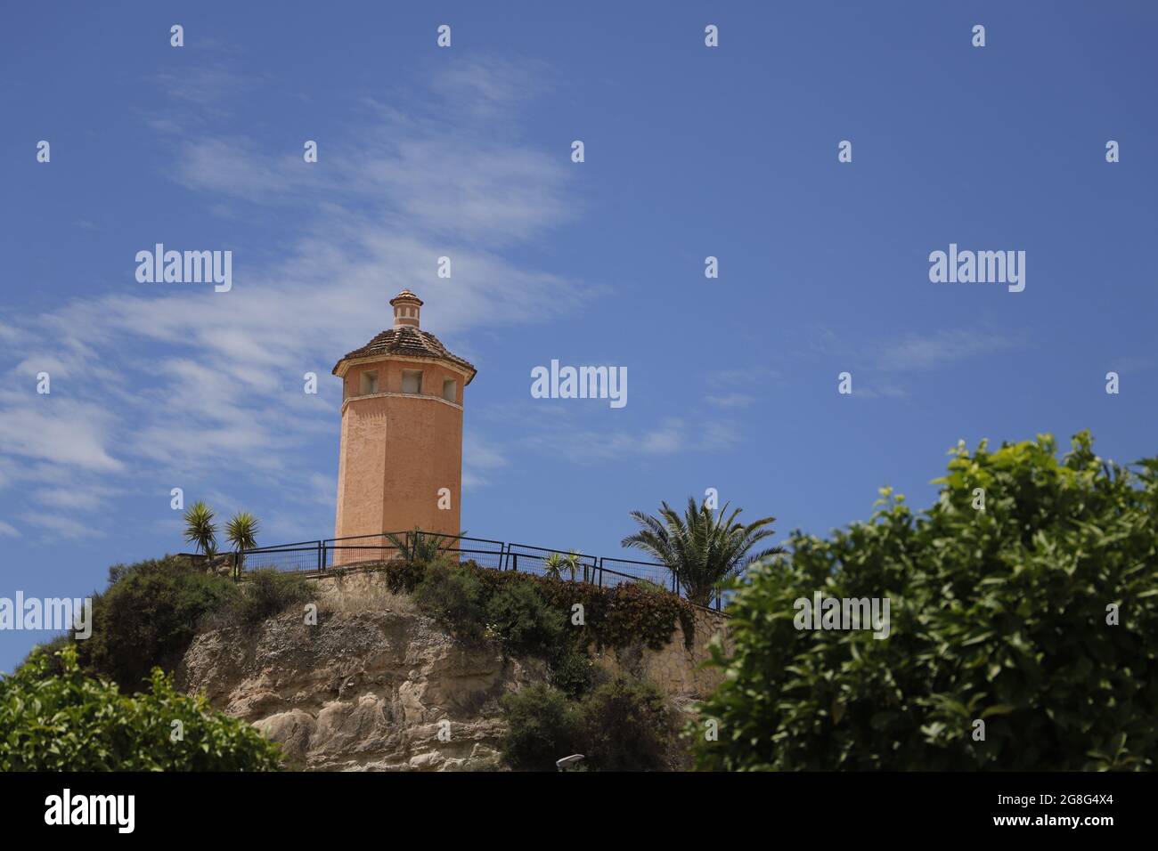 Arboleas on top of the village you find Torre Vigía Stock Photo - Alamy
