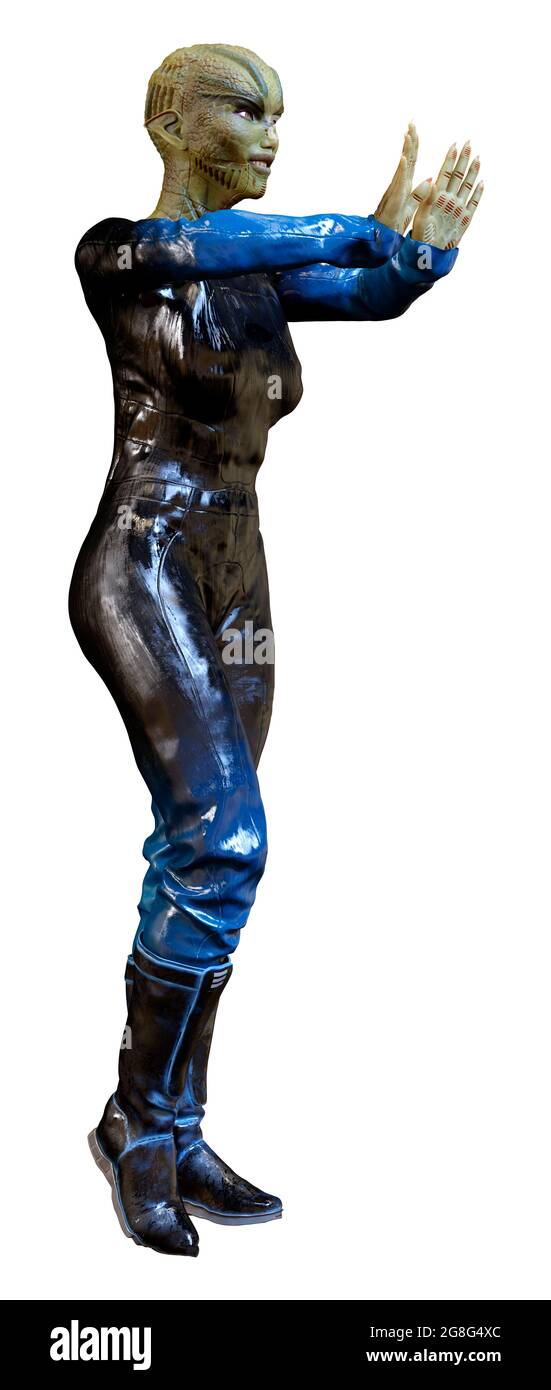 3D rendering of a female alien isolated on white background Stock Photo ...