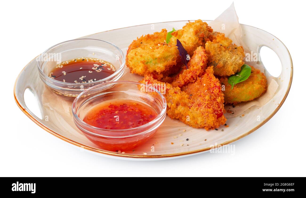 Deep fried chicken nuggets isolated on white background Stock Photo - Alamy